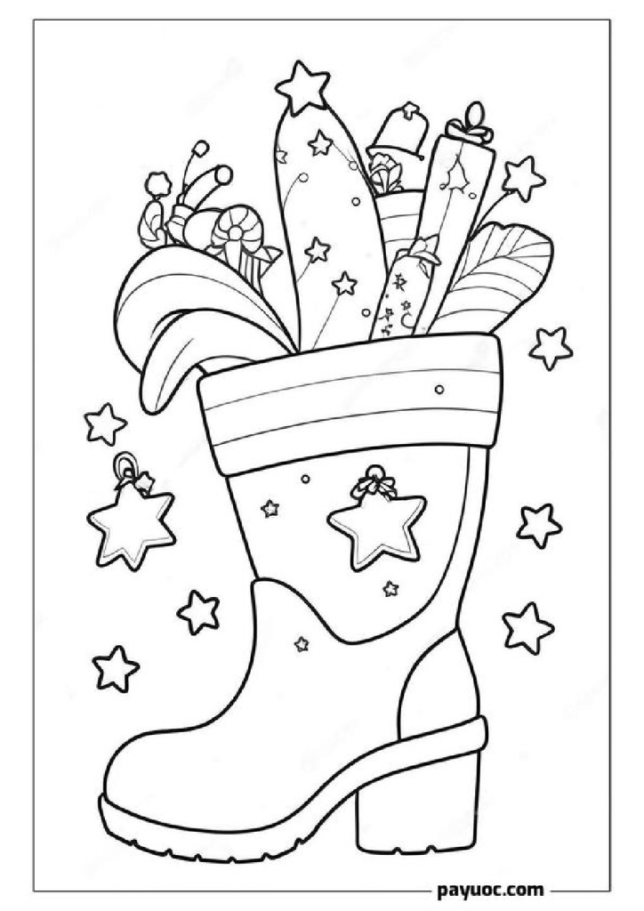 20+ Christmas Boots Coloring Pages (FREE PDFs)