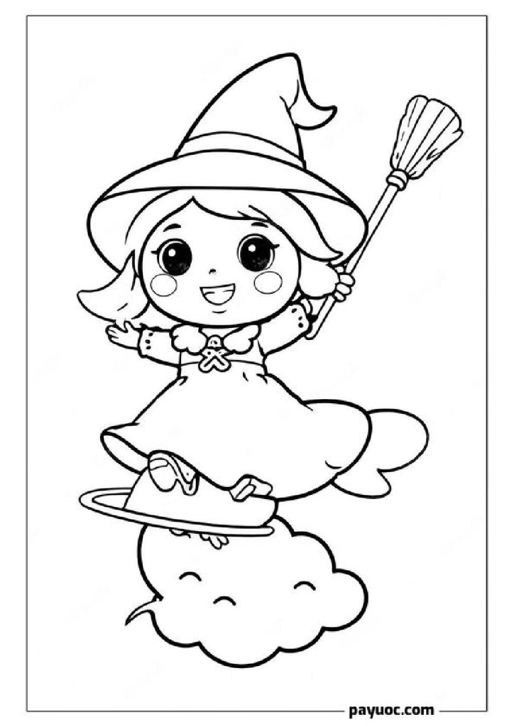 20+ Cute Chibi Halloween Coloring Pages (FREE PDFs)