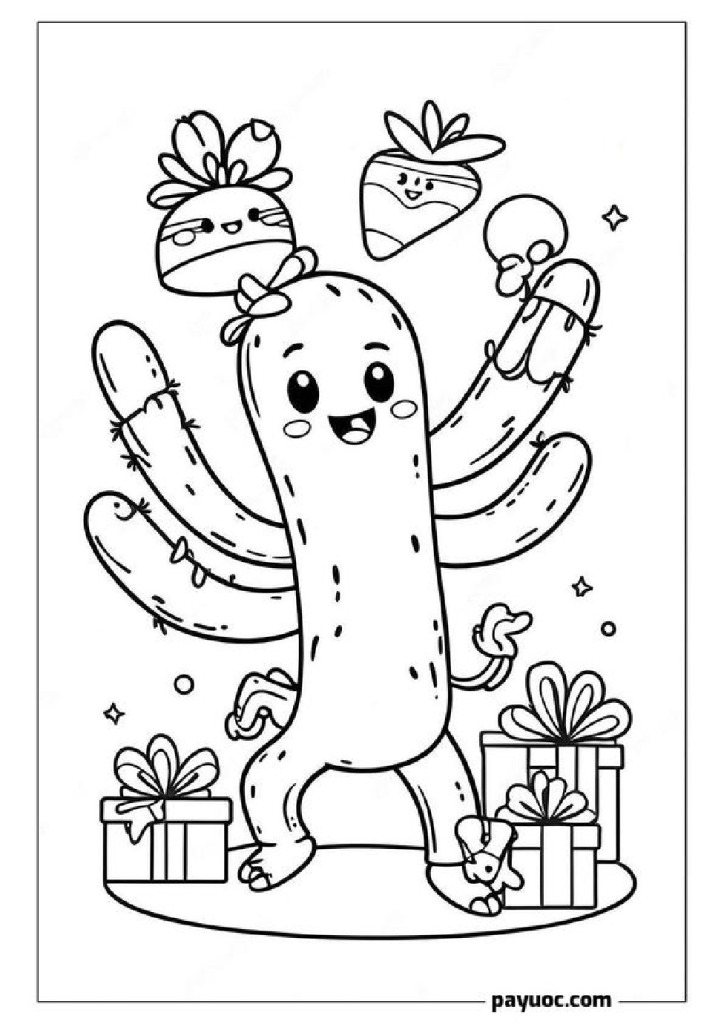 20+ Christmas Cactus Coloring Pages (FREE PDFs)