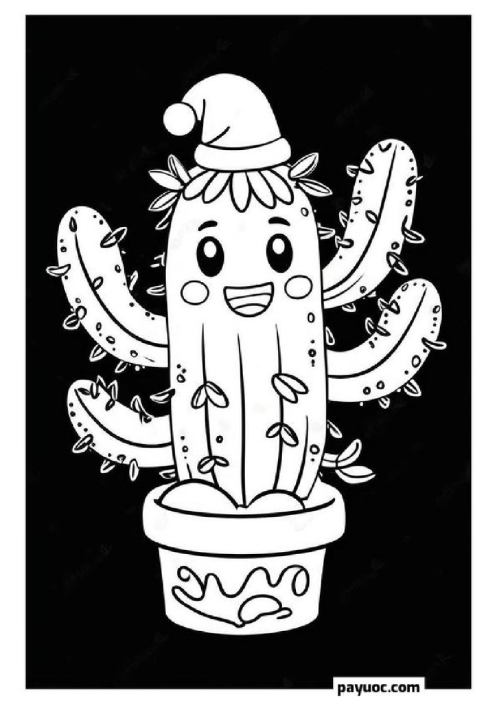 20+ Christmas Cactus Coloring Pages (FREE PDFs)