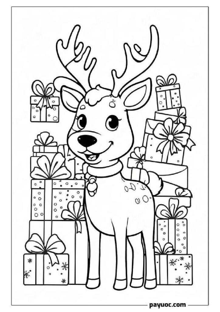 20+ Christmas Deer Coloring Pages (FREE PDFs)
