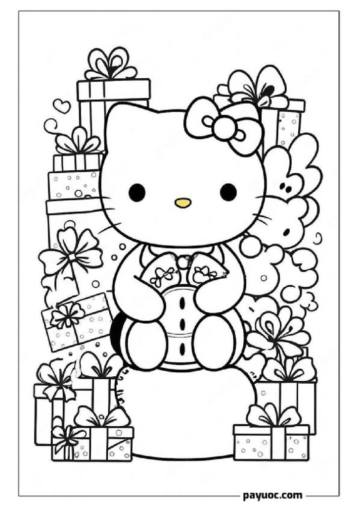 20+ Christmas Hello Kitty Coloring Pages (FREE PDFs)