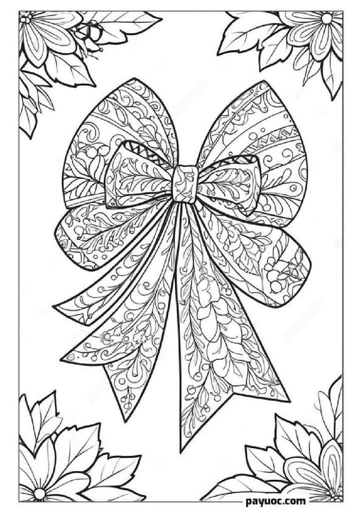 20+ Christmas Bow Coloring Pages (FREE PDFs)