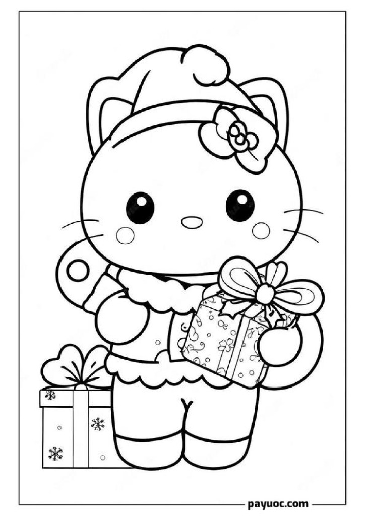 20+ Christmas Hello Kitty Coloring Pages (FREE PDFs)