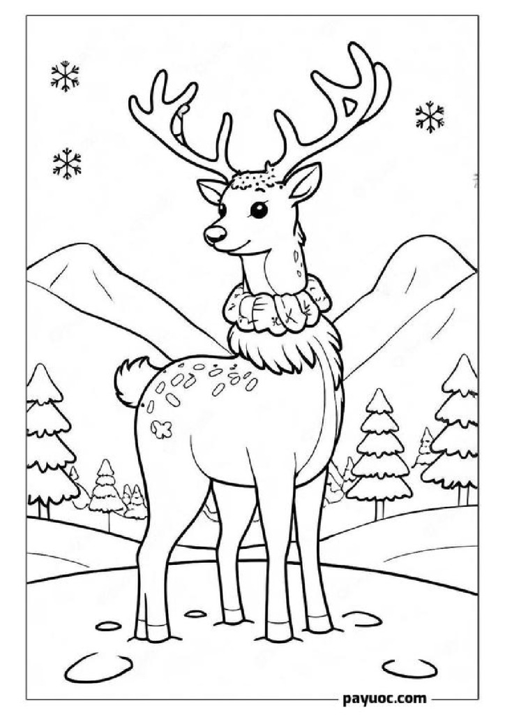 20+ Christmas Deer Coloring Pages (FREE PDFs)