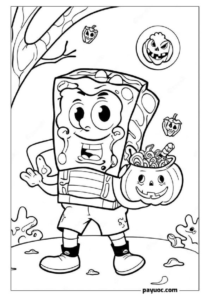 15+ SpongeBob Halloween Coloring Pages (FREE PDFs)