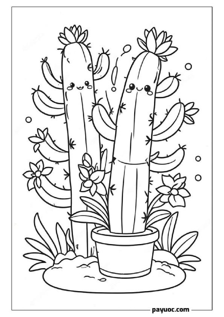20+ Christmas Cactus Coloring Pages (FREE PDFs)