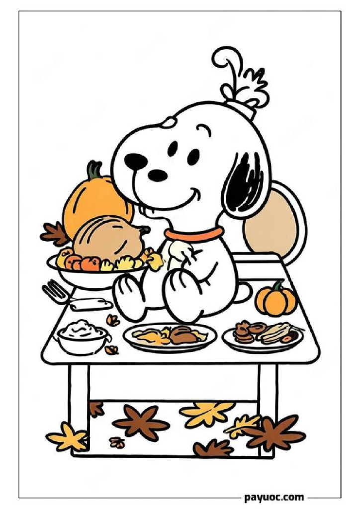 20+ Snoopy Thanksgiving Coloring Pages (FREE PDFs)