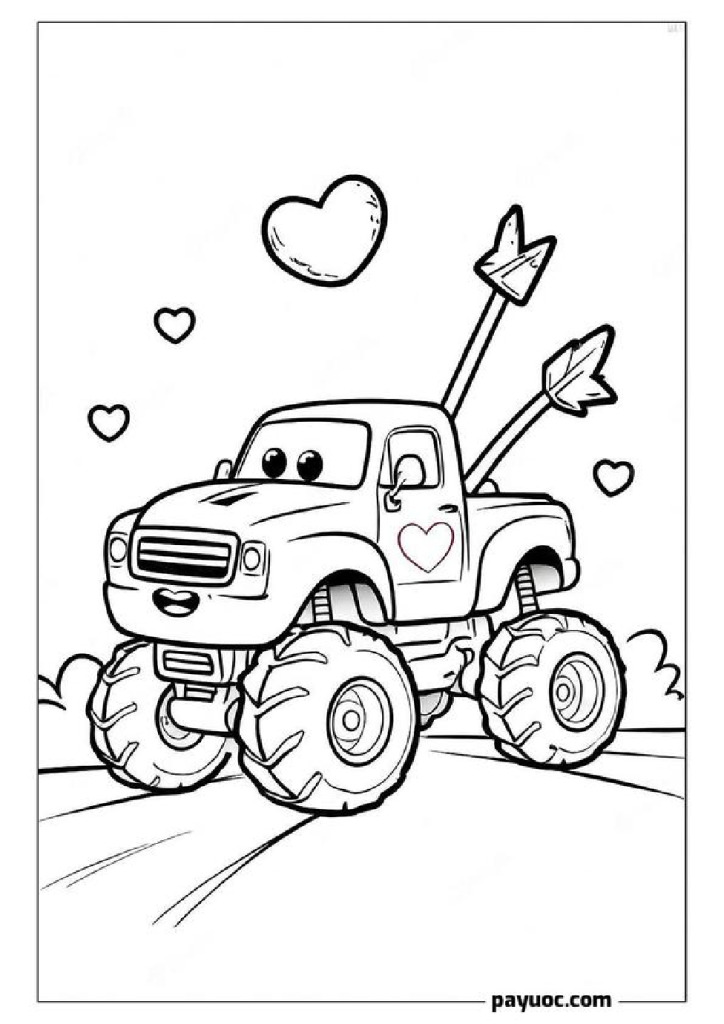 30+ Monster Truck Valentine Coloring Pages (FREE PDFs)