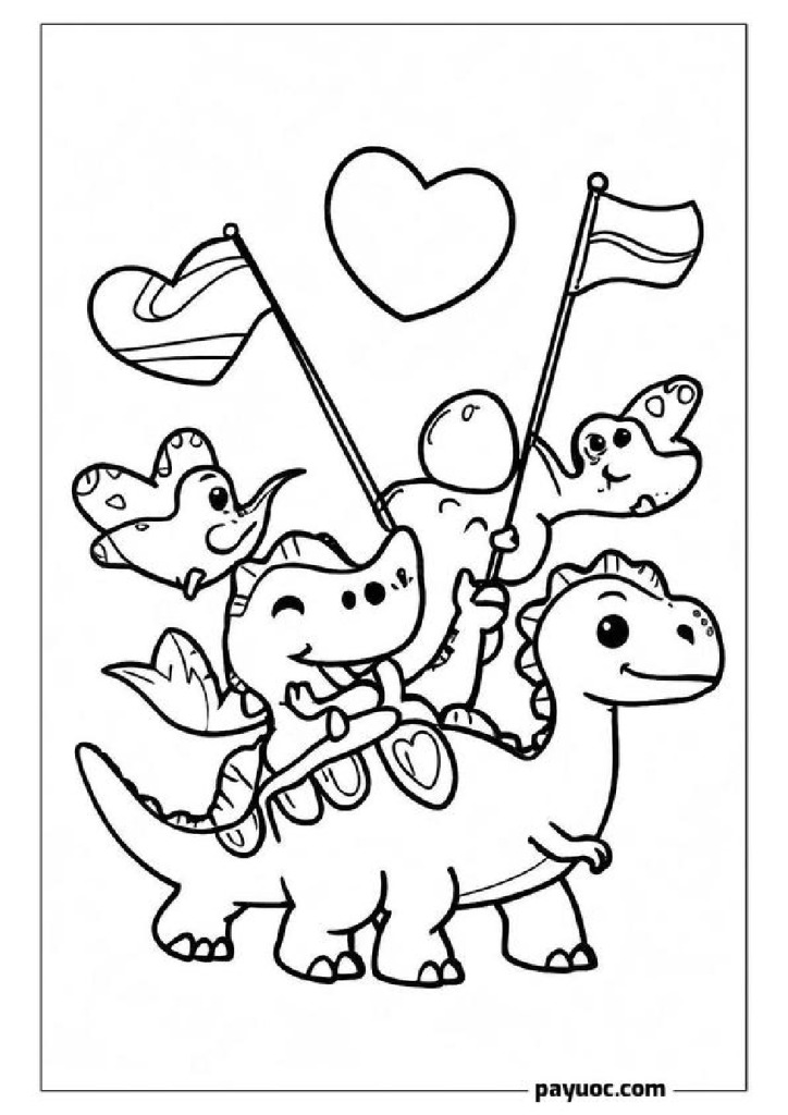 30+ Dinosaur Valentine Coloring Pages (FREE PDFs)