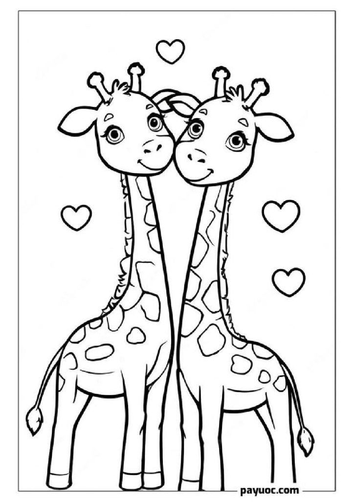 35+ Valentine's Day Giraffe Coloring Pages (FREE PDFs)