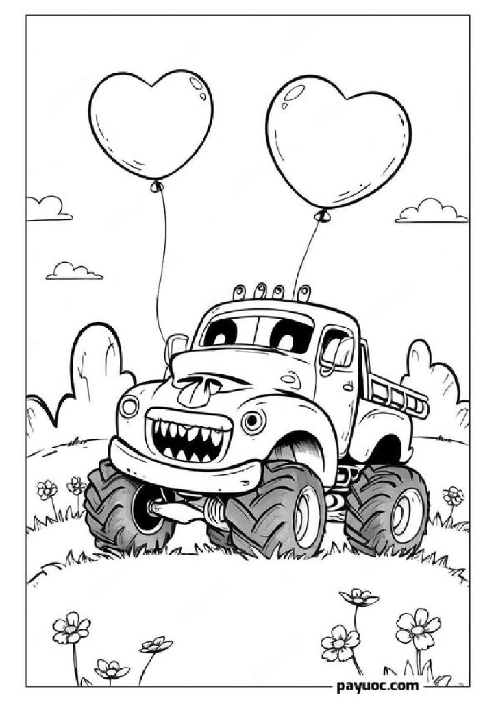 30+ Monster Truck Valentine Coloring Pages (FREE PDFs)