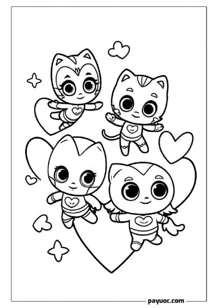 30+ PJ Masks Valentine's Day Coloring Pages (FREE PDFs)