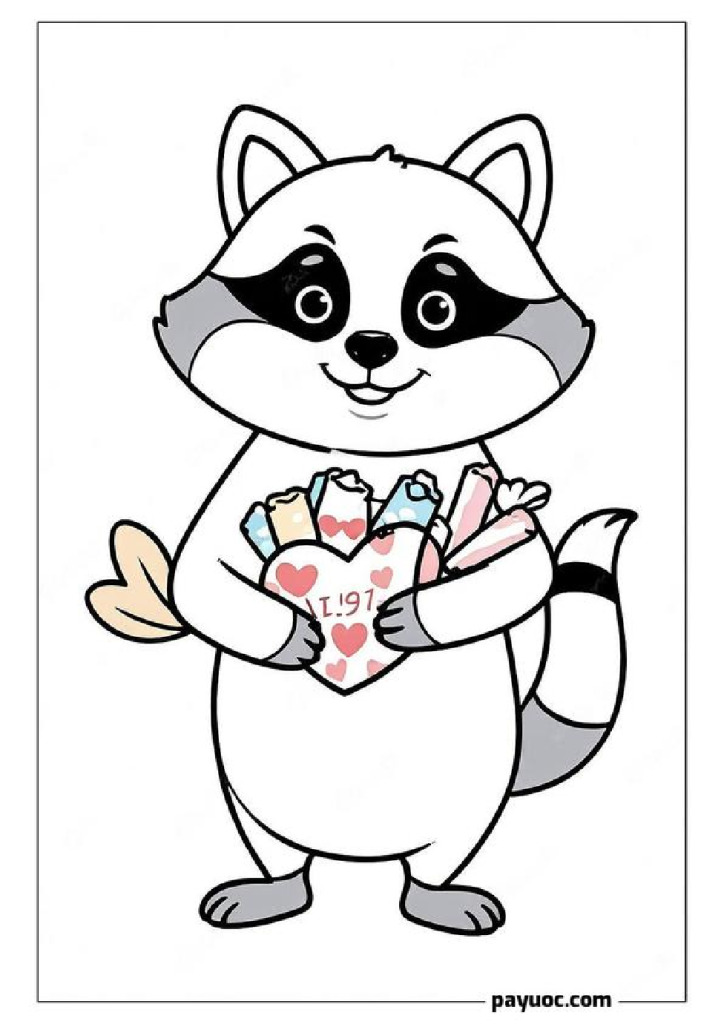 40+ Raccoon Valentine Coloring Pages (FREE PDFs)