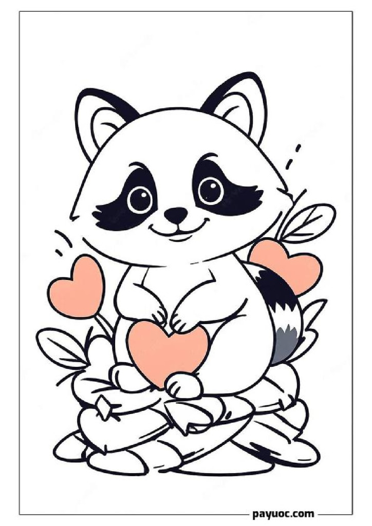 40+ Raccoon Valentine Coloring Pages (FREE PDFs)