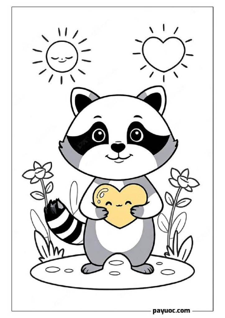 40+ Raccoon Valentine Coloring Pages (FREE PDFs)