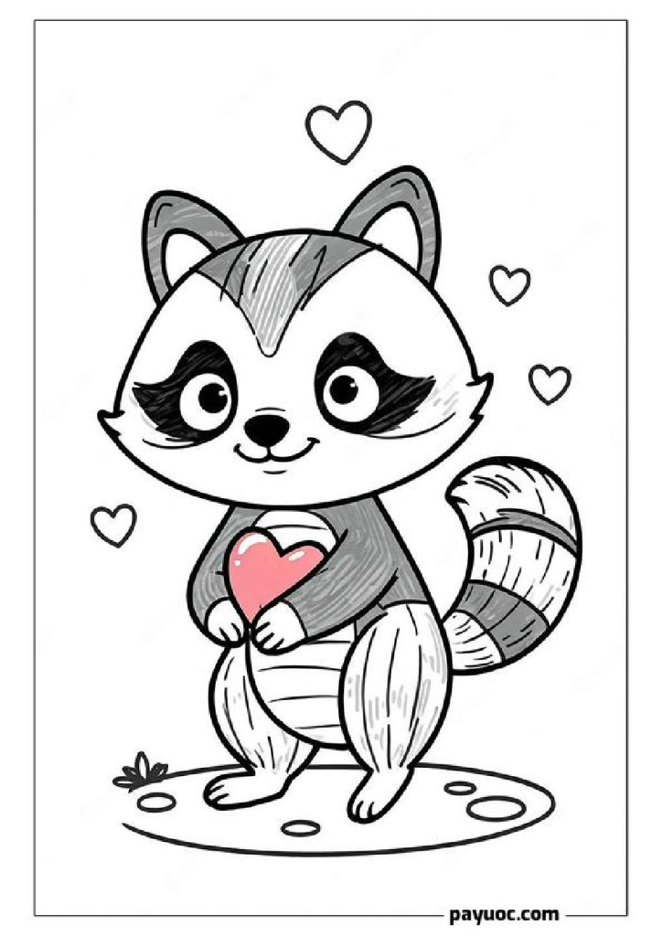40+ Raccoon Valentine Coloring Pages (FREE PDFs)