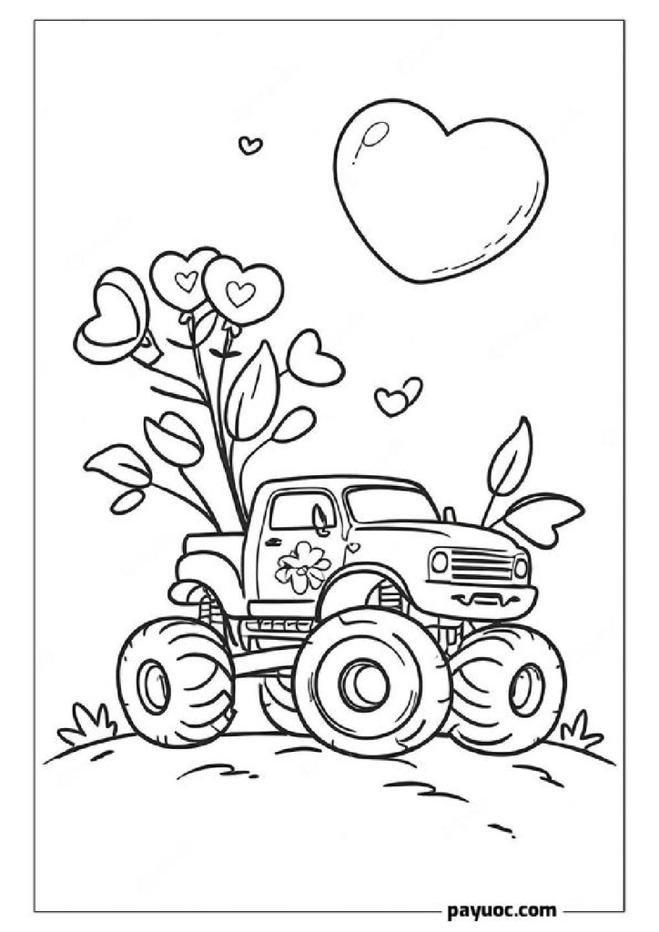 30+ Monster Truck Valentine Coloring Pages (FREE PDFs)