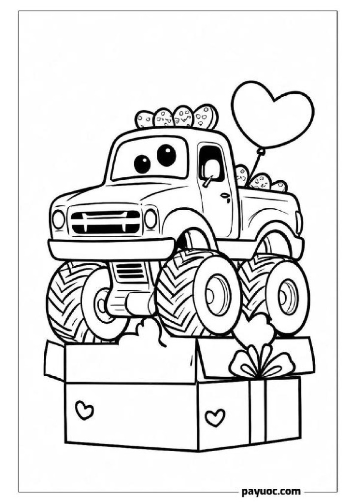 30+ Monster Truck Valentine Coloring Pages (FREE PDFs)