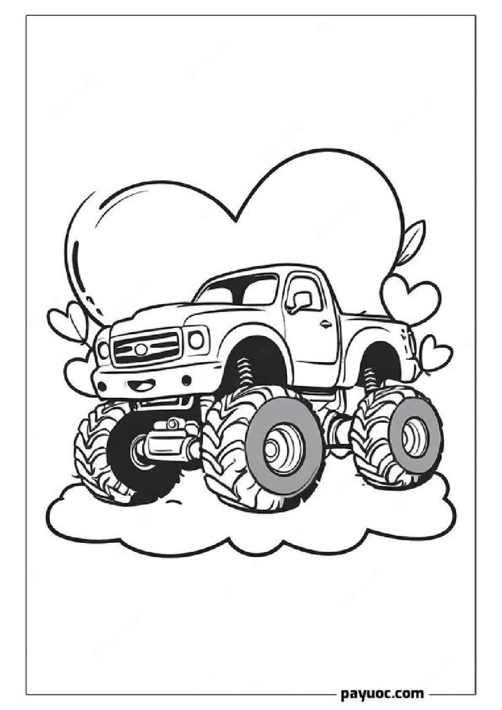 30+ Monster Truck Valentine Coloring Pages (FREE PDFs)