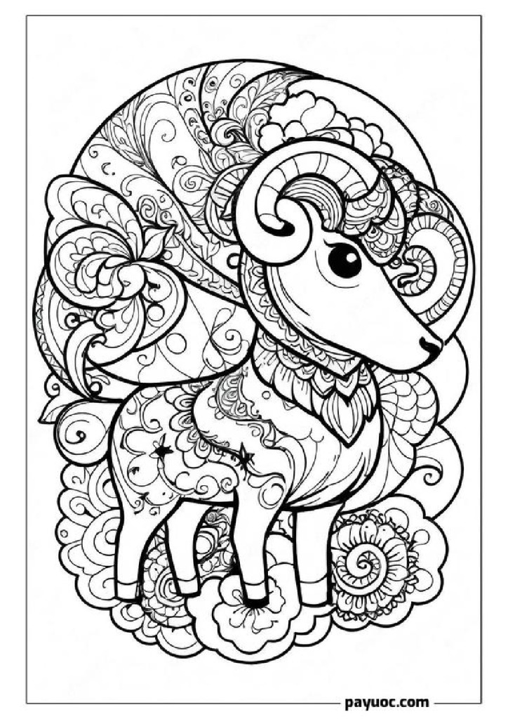 30+ Aries Zodiac Mandala Coloring Pages (FREE PDFs)