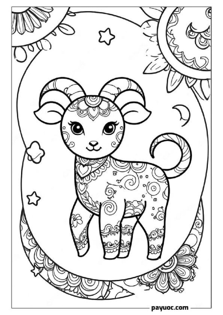30+ Aries Zodiac Mandala Coloring Pages (FREE PDFs)