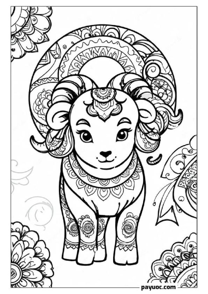 30+ Aries Zodiac Mandala Coloring Pages (FREE PDFs)