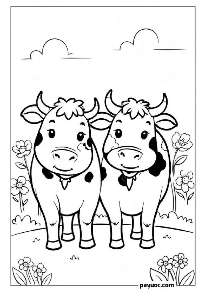 45+ Cattle Coloring Pages for Kids (FREE PDFs)