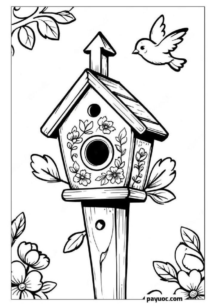 20+ Birdhouse Coloring Pages for Kids (FREE PDFs)