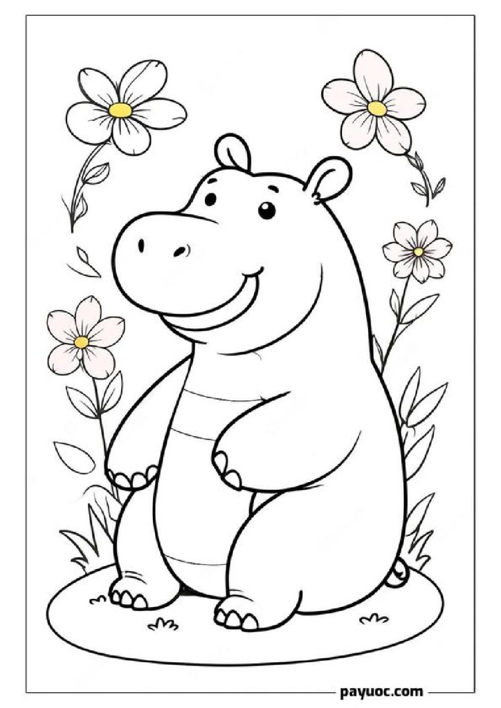 35+ Fun Hippopotamus Coloring Pages for Kids (FREE PDFs)