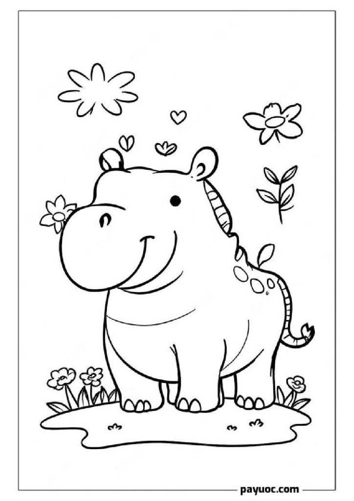 35+ Fun Hippopotamus Coloring Pages for Kids (FREE PDFs)
