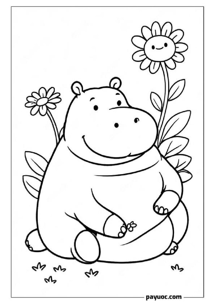 35+ Fun Hippopotamus Coloring Pages for Kids (FREE PDFs)