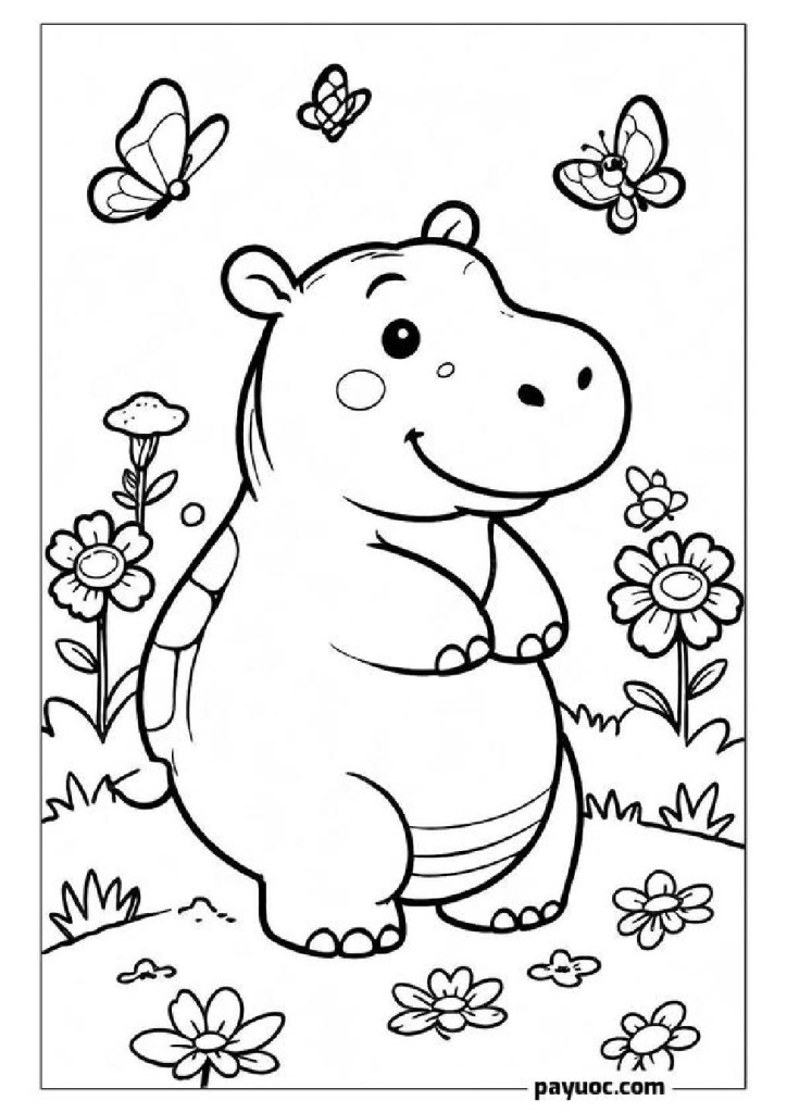 35+ Fun Hippopotamus Coloring Pages for Kids (FREE PDFs)