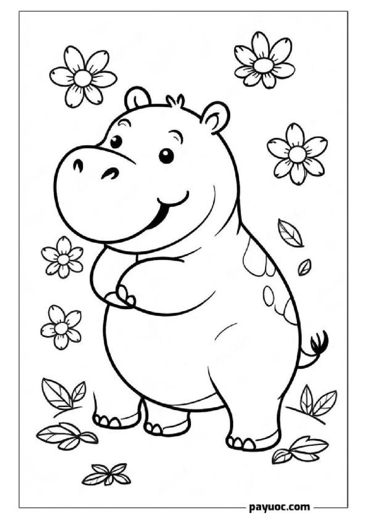 35+ Fun Hippopotamus Coloring Pages for Kids (FREE PDFs)