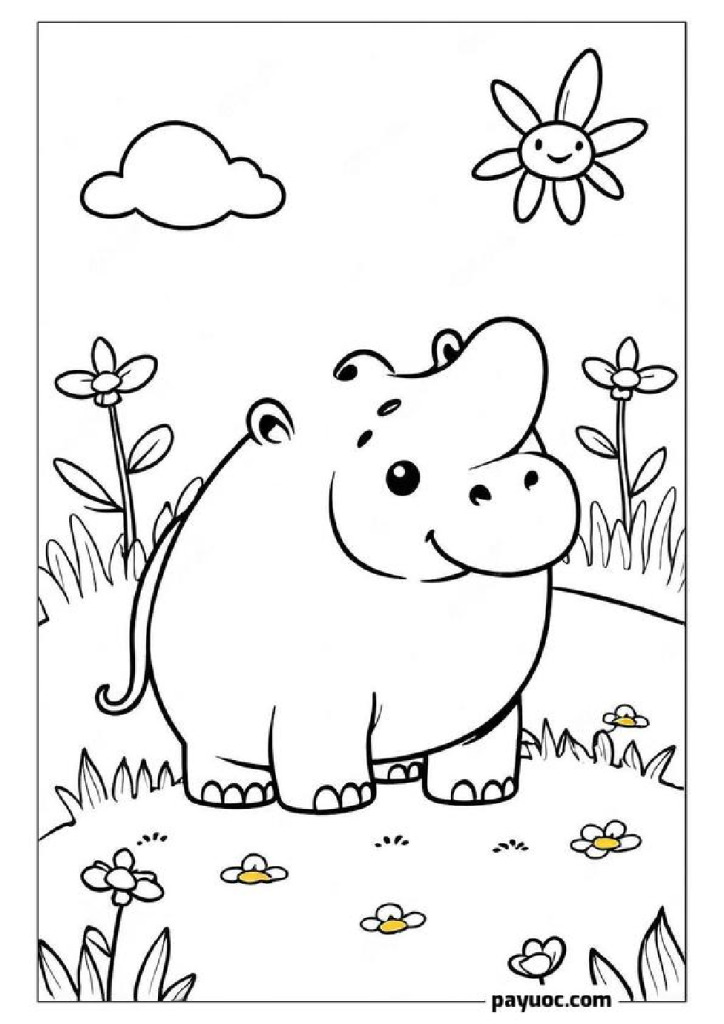 35+ Fun Hippopotamus Coloring Pages for Kids (FREE PDFs)