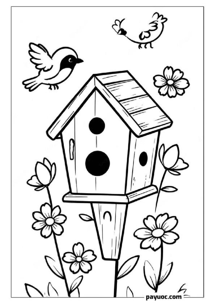 20+ Birdhouse Coloring Pages for Kids (FREE PDFs)
