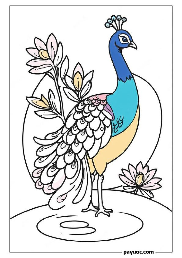40+ Peacock Coloring Pages for Kids (FREE PDFs)